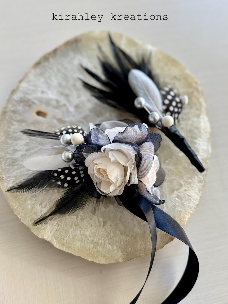 Black Rose Wrist Corsage | Ivory White Wedding Flowers | Gray Duck ...