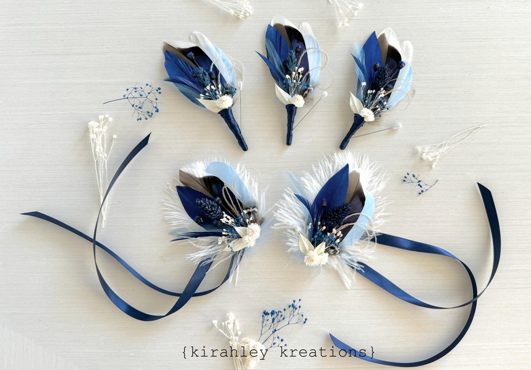 Mallard Duck Wrist Corsage | Navy Feather Prom Wristlet | Bride Wedding ...