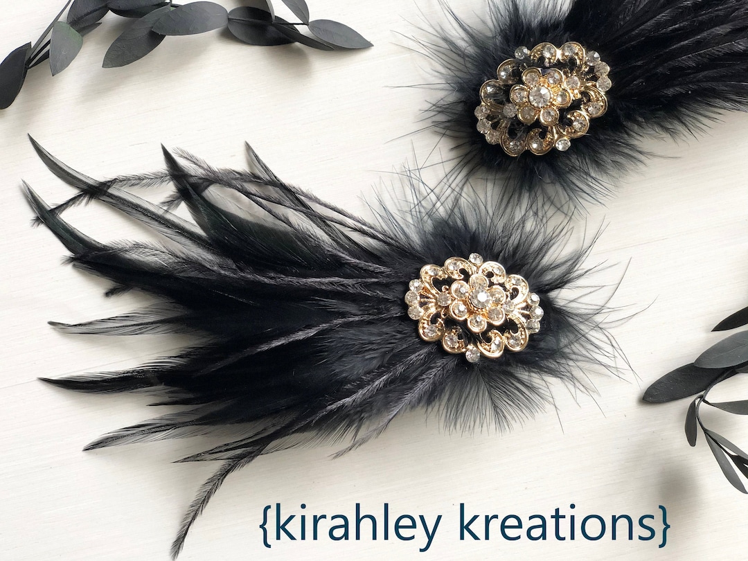 Black Feather Hair Clip | Great Gatsby Wedding, Flapper Headpiece ...