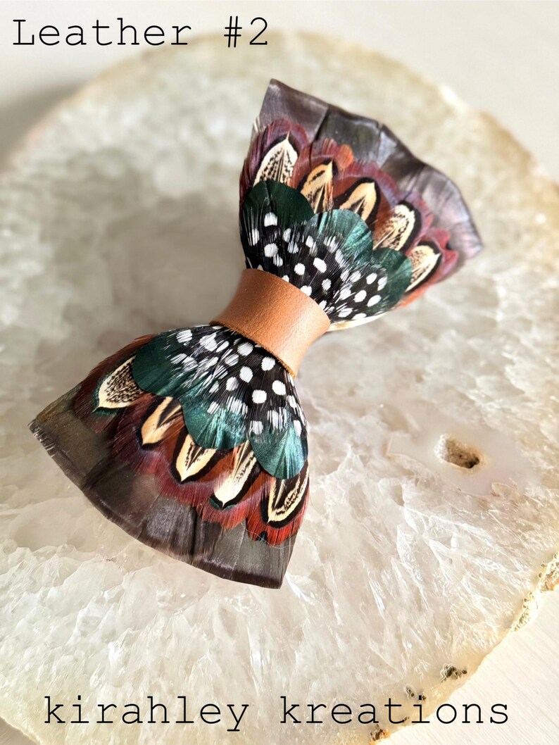 Rustic Feather Bow Tie | Turkey Pheasant Guinea | Bronze & Emerald ...