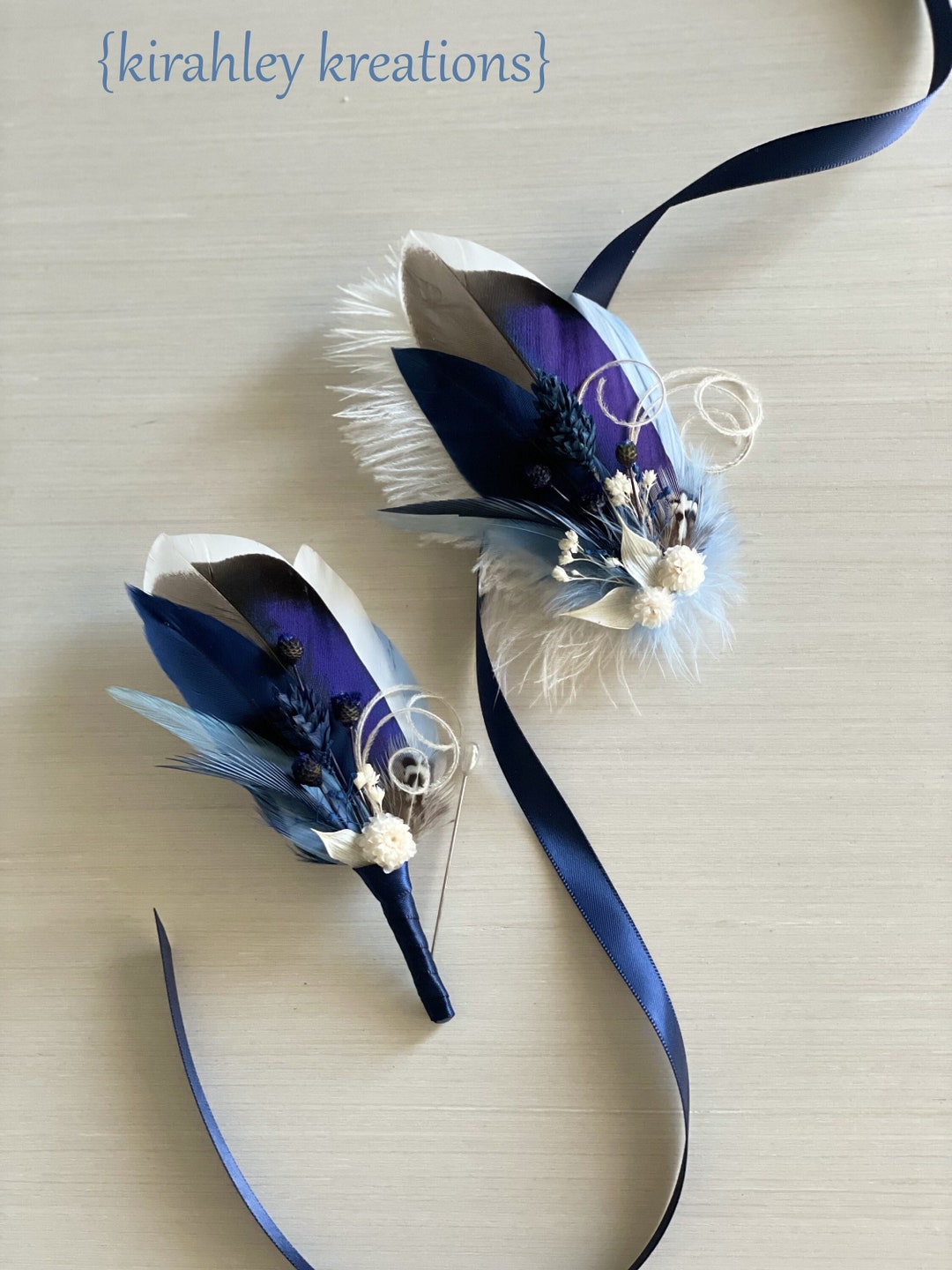 Mallard Duck Wrist Corsage Navy Feather Prom Wristlet - Etsy