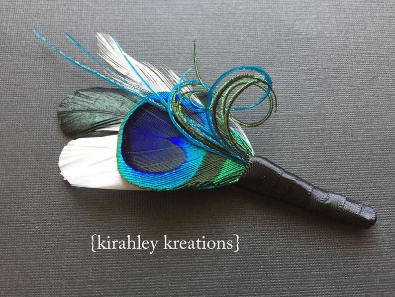Ramillete de muñeca de pavo real / Pulsera nupcial de plumas turquesas ...