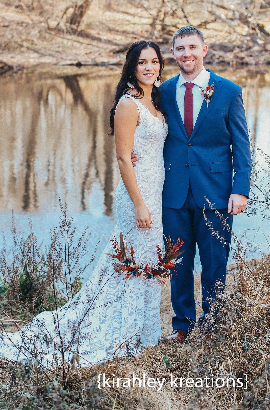 Dried Flower Wedding Hoop | Bride Bridesmaid Fall Bouquet | Rustic ...