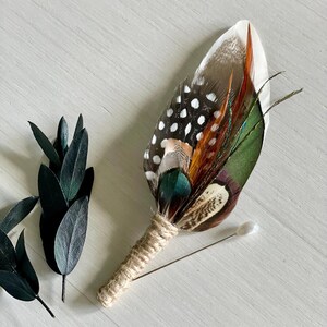 Pintail Duck Boutonniere | Rustic Bronze Feather Lapel Pin | Grooms ...