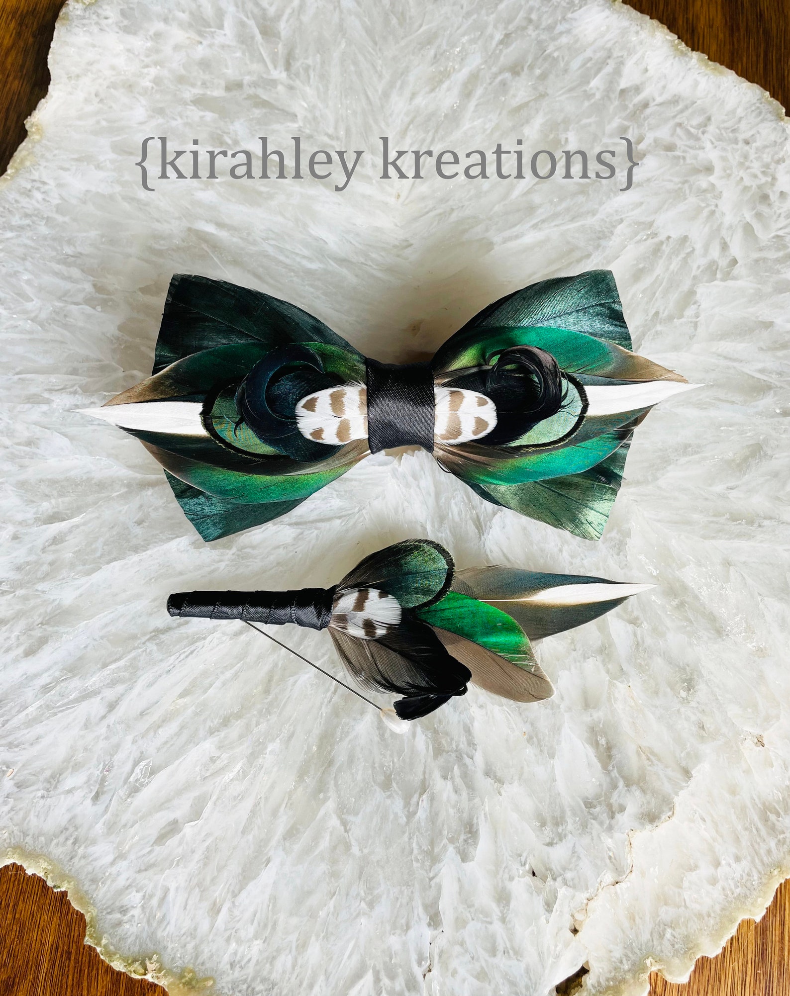 Emerald Feather Bow Tie | Groom Wedding Bowtie | Green Winged Teal Duck ...