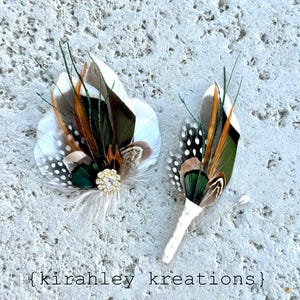 Pintail Duck Boutonniere | Rustic Bronze Feather Lapel Pin | Grooms ...