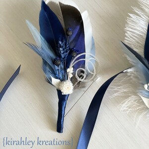 Mallard Duck Wrist Corsage Navy Feather Prom Wristlet Bride Wedding ...