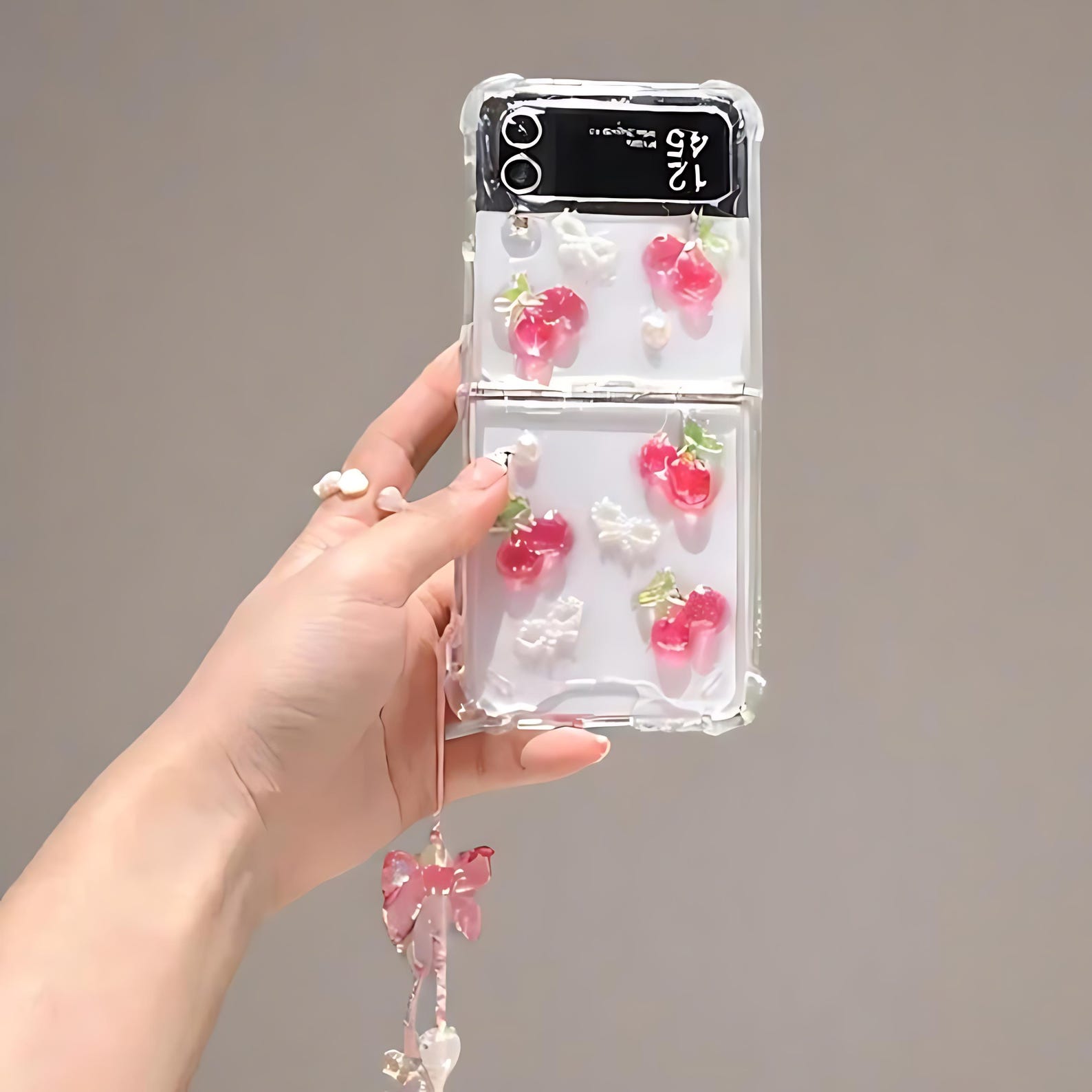 Phone Case, Cute 3D Cherry Case for Galaxy Z Flip, Transparent Soft ...