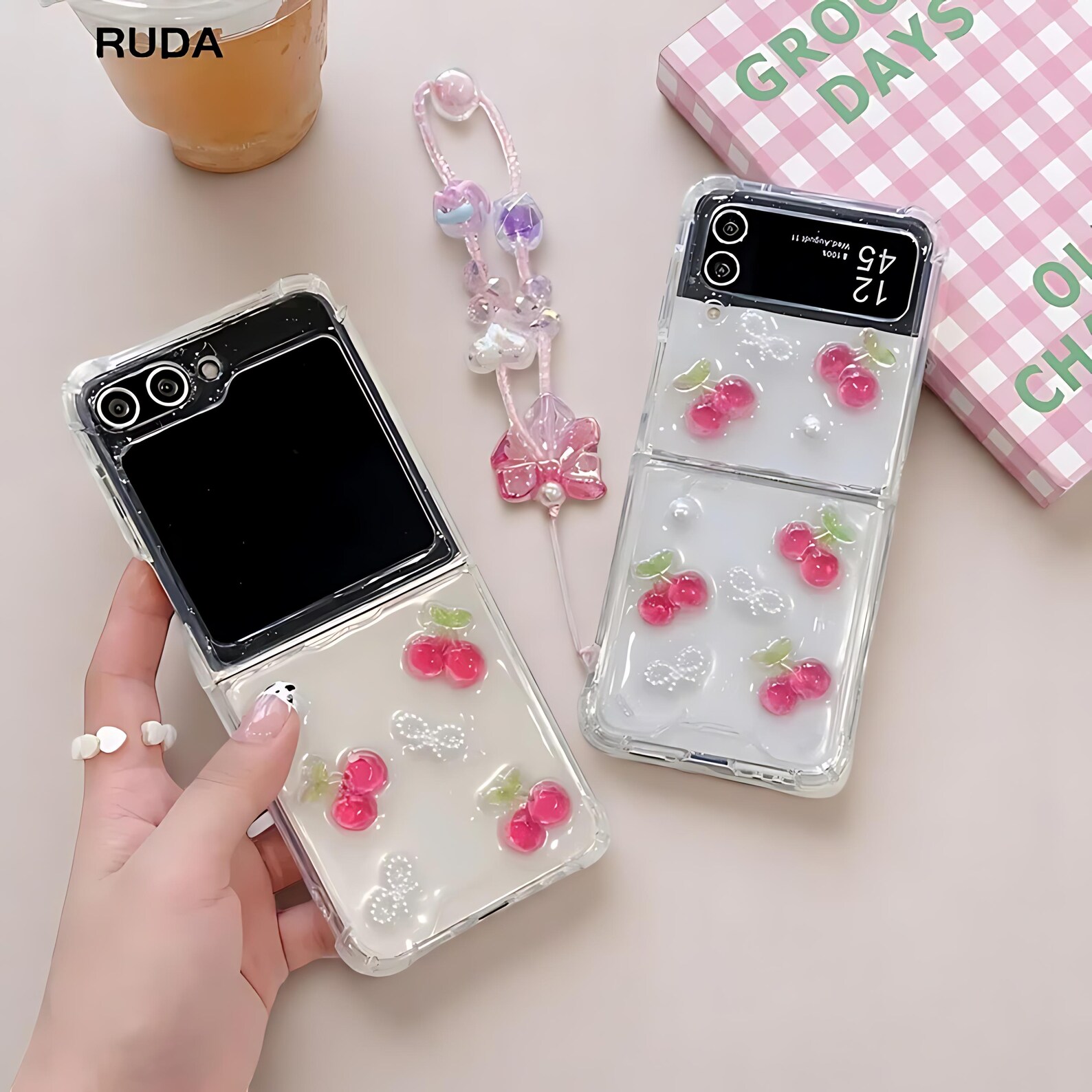 Phone Case, Cute 3D Cherry Case for Galaxy Z Flip, Transparent Soft ...