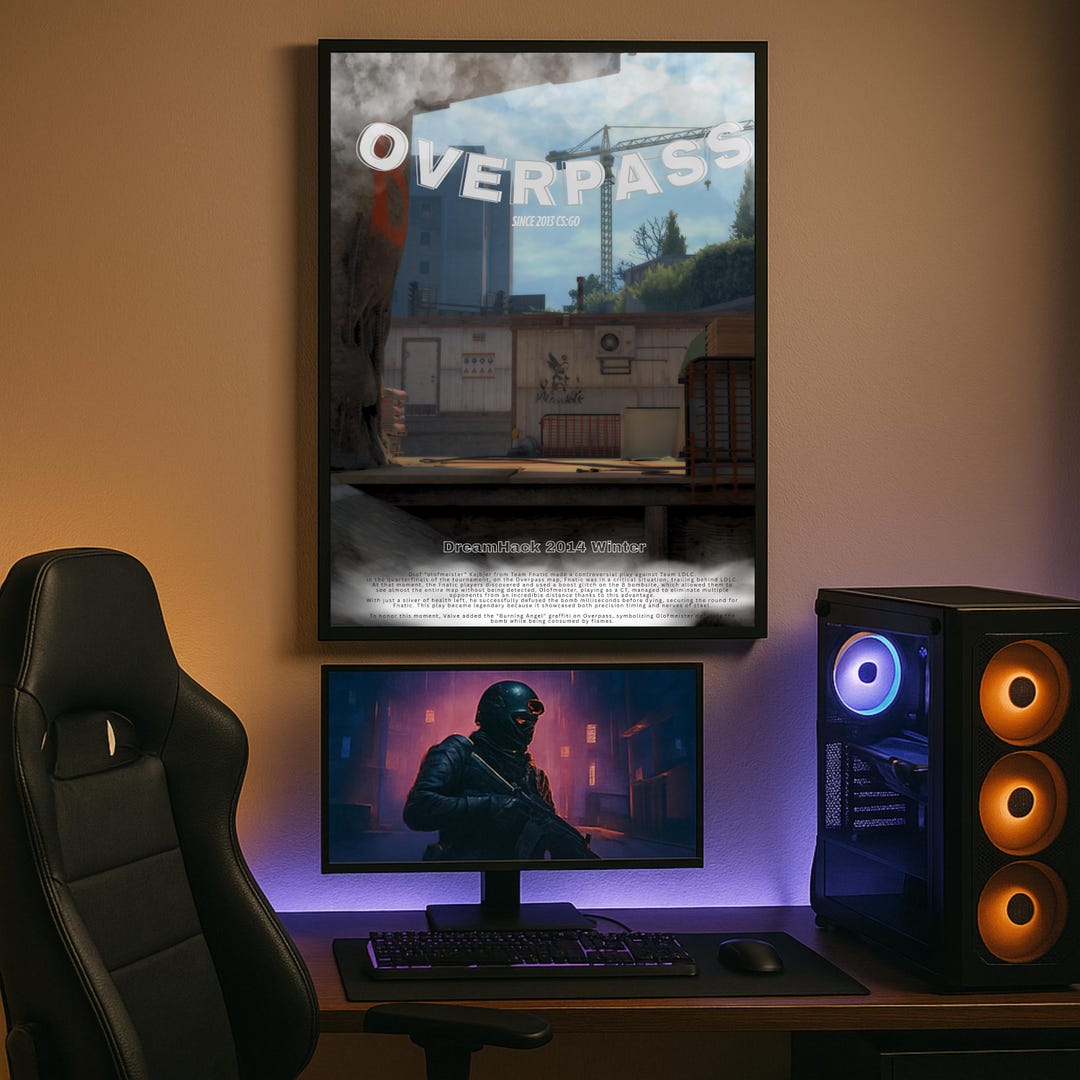 Gaming Poster Digital Print Wall Decor CS2 Overpass Map Poster Esports ...
