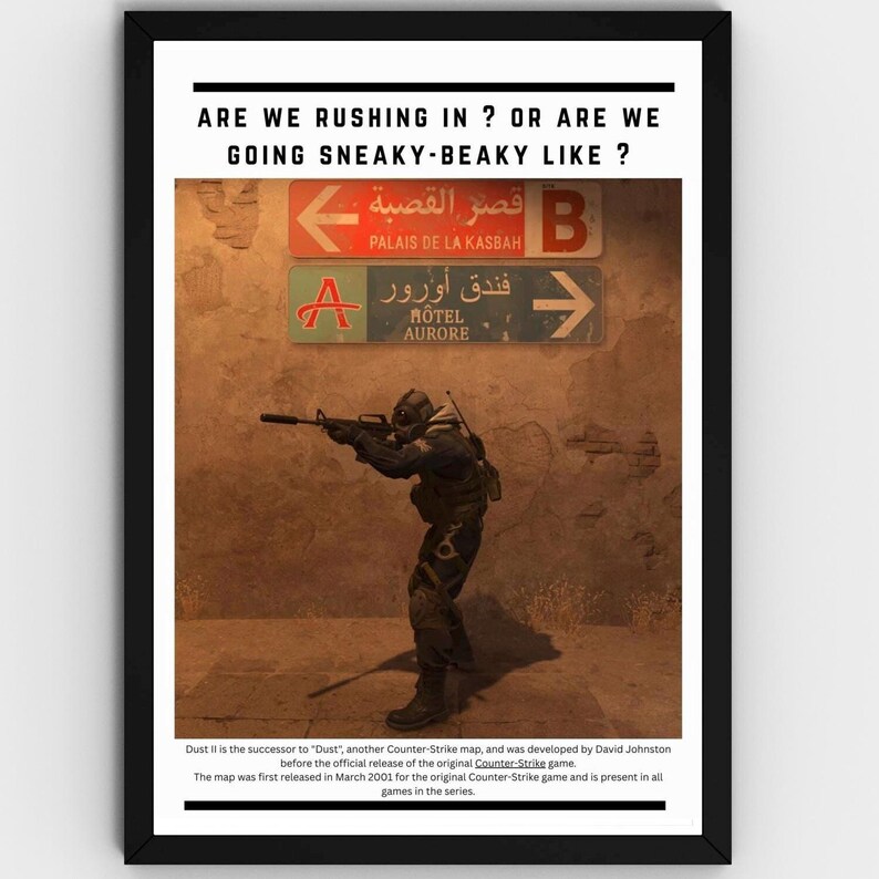 Gamer Poster CS2 Dust 2 Wall Art - Digital Download | Gamer Room ...