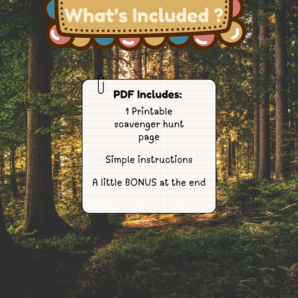 Woodland Scavenger Hunt: Printable Nature Activity for Kids (PDF ...