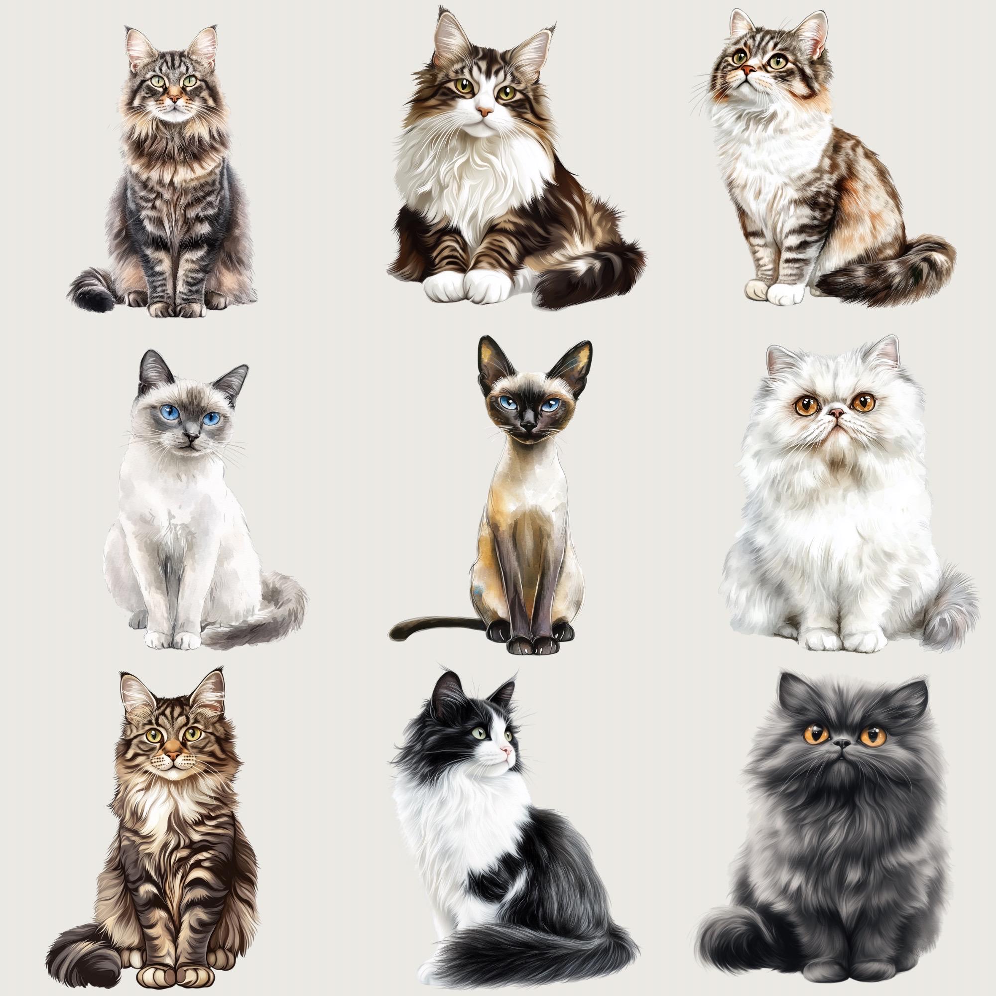 Cat Breeds Clip Art 63 PNG Transparent Background Commercial Use - Etsy