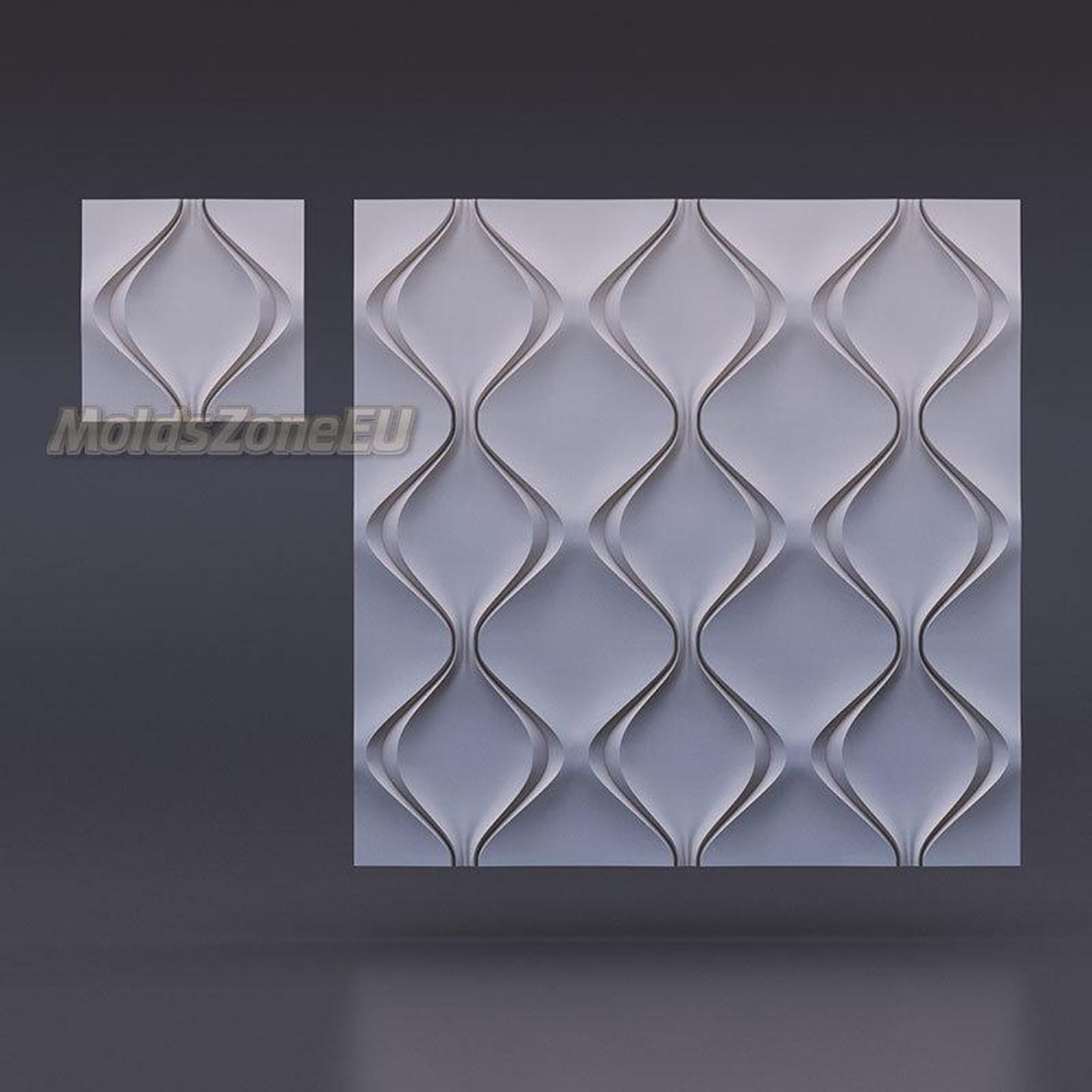 3D Wall Panel Mold for Plaster, Gypsum or Concrete Tile for Decorative ...