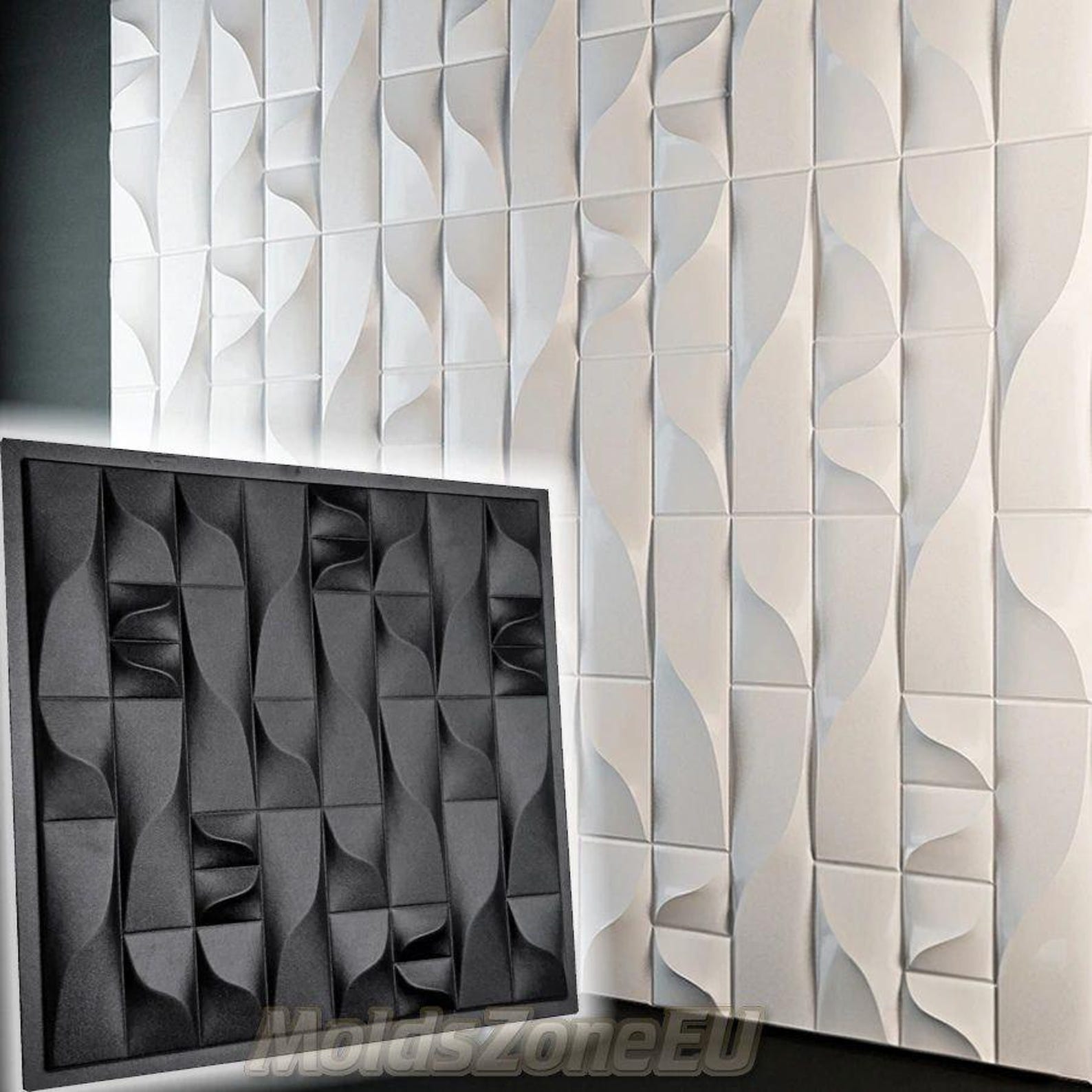 3D Wall Panel Mold for Plaster, Gypsum or Concrete Tile for Decorative ...