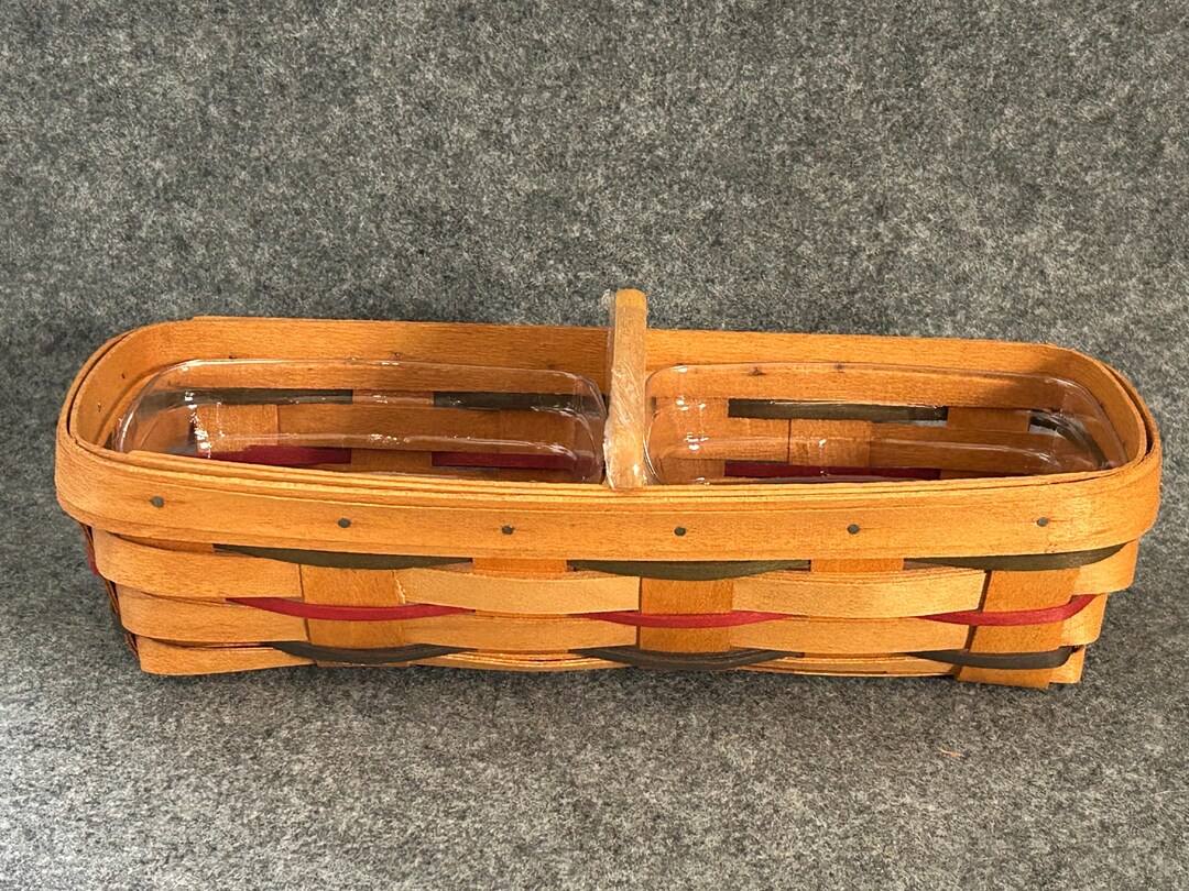 Longaberger Traditions 1995 Cracker or Tea Basket With Wooden Divider ...