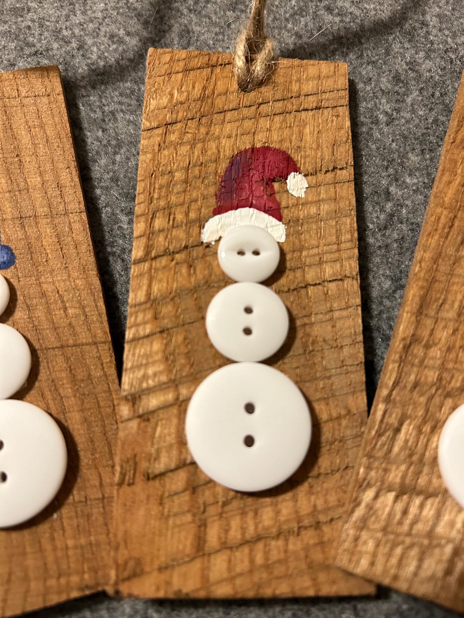 Set of 4 Handmade Christmas Snowmen Button Ornaments - Etsy