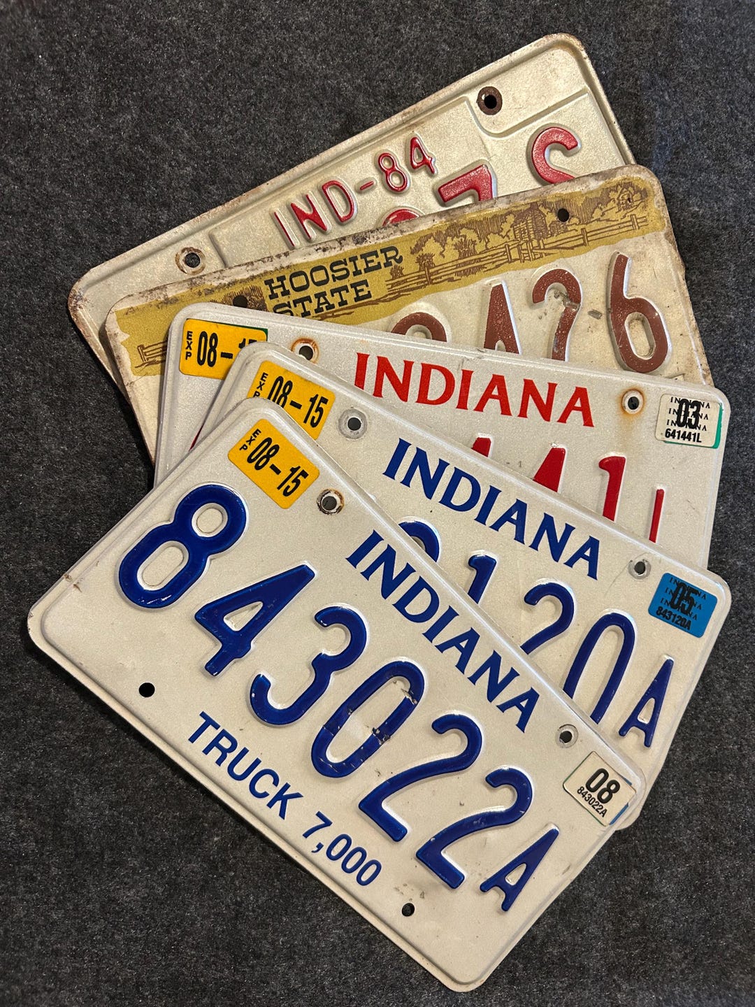 Vintage Embossed Steel Indiana State License Plates - Lot of 5 Indiana ...