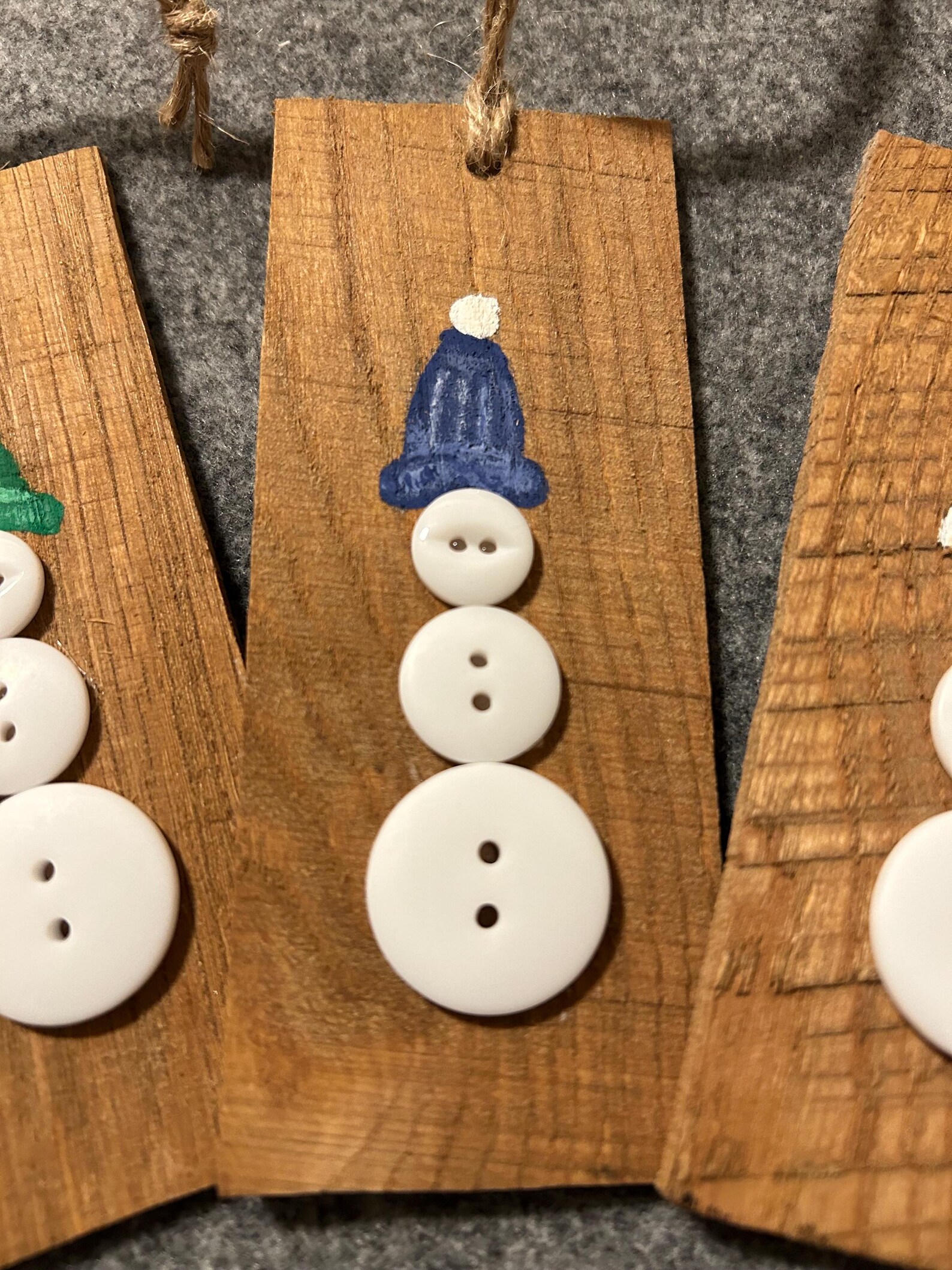 Set of 4 Handmade Christmas Snowmen Button Ornaments - Etsy