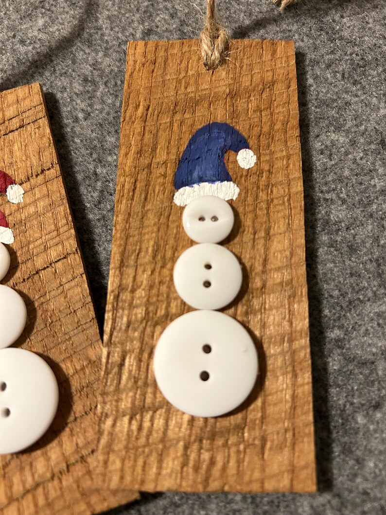 Set of 4 Handmade Christmas Snowmen Button Ornaments - Etsy