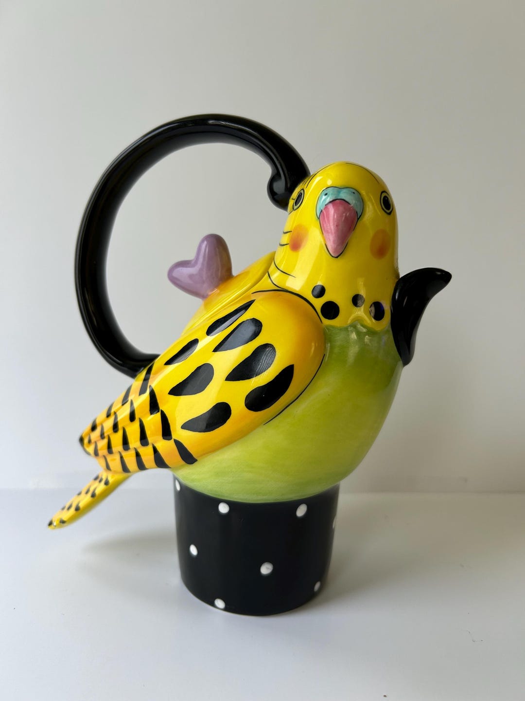 Babs Ceramic Parakeet Budgie Teapot Green, Yellow, Pink & Black - Etsy