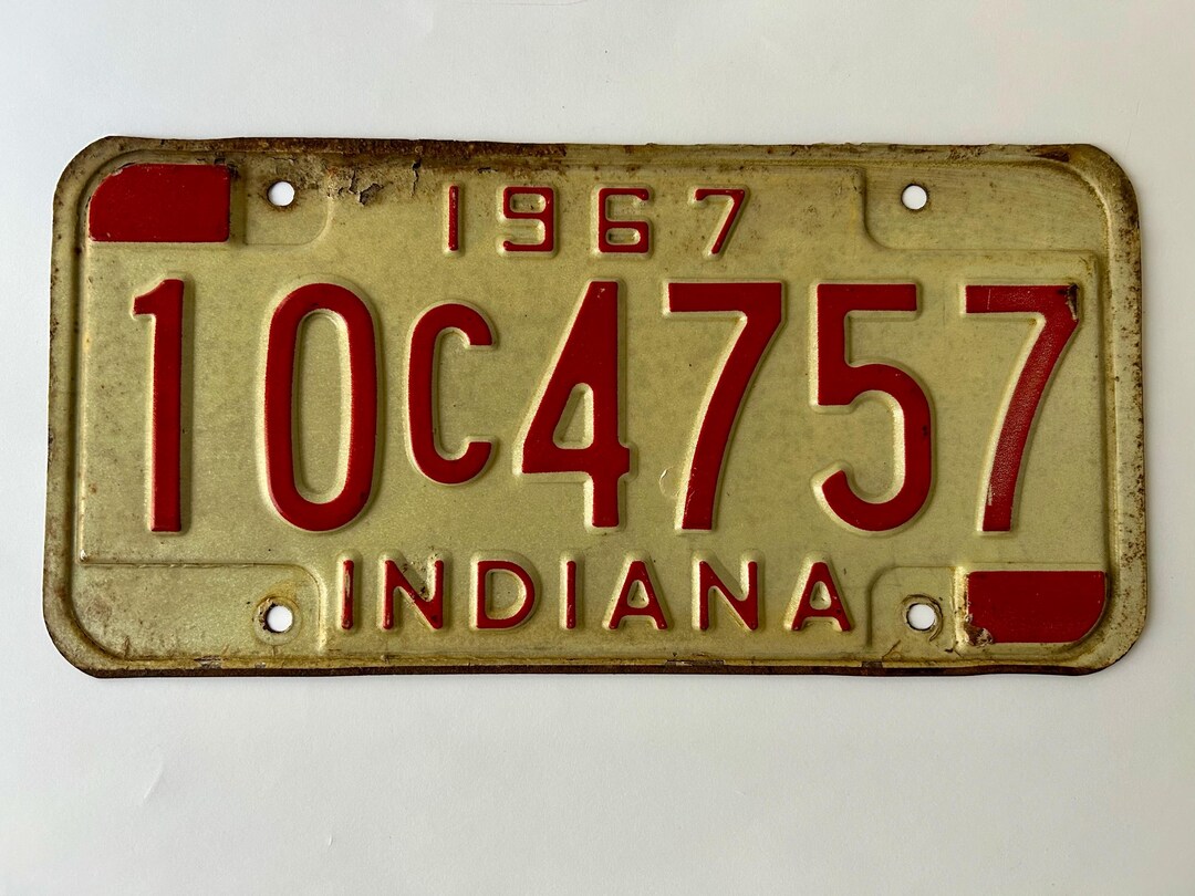 Vintage 1967 Indiana Embossed License Plate - Etsy