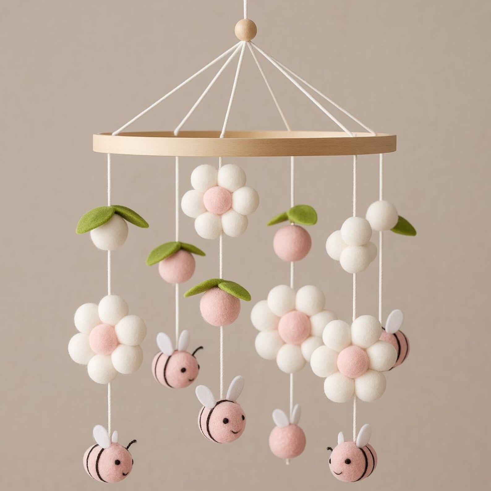 Bee Baby Mobile in Felt – Handmade Crib Mobile for Girls – Floral ...