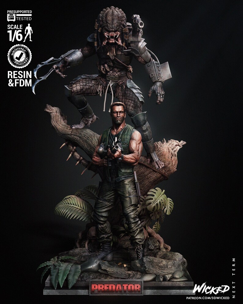 Predator Vs Dutch 3D Statue Model Kit, Unassembled & Unpainted - Etsy