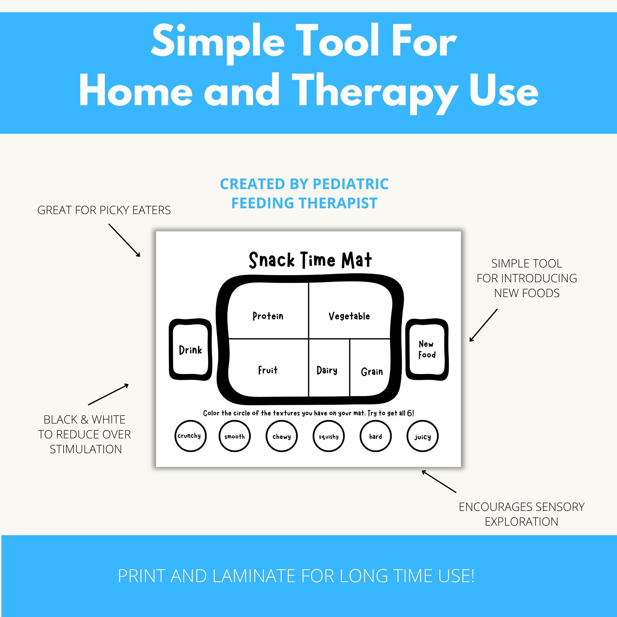 Snack Time Mat | Printable Kids Placemat | Feeding Therapy Visual Mat ...