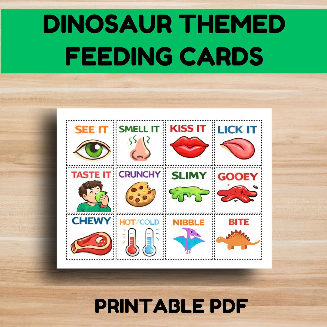 Dinosaur Feeding Cards | Printable PECS for Feeding Therapy, Sensory ...