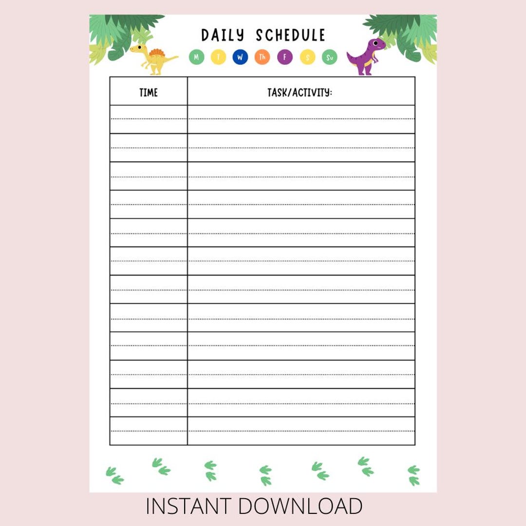 Dinosaur Kids Daily Schedule: Printable To-do List (PDF) - Etsy UK