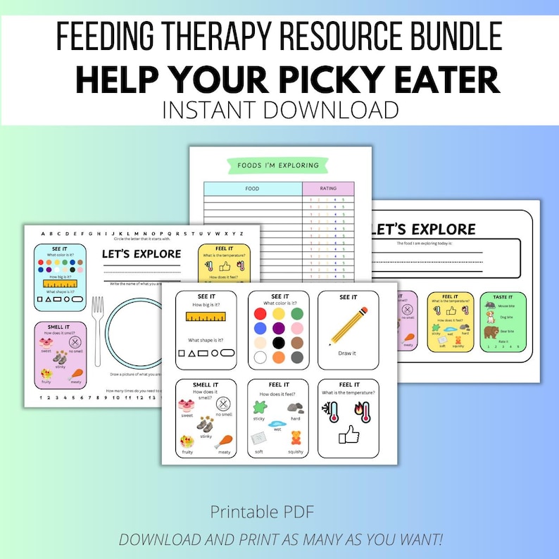 Feeding Therapy Printable Bundle: Picky Eating Visuals & Food Exposure ...
