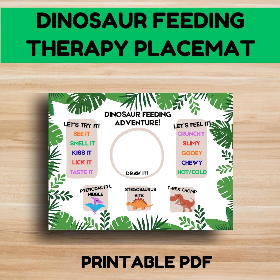 Dinosaur Feeding Adventure Placemat | Printable Feeding Therapy Tool ...