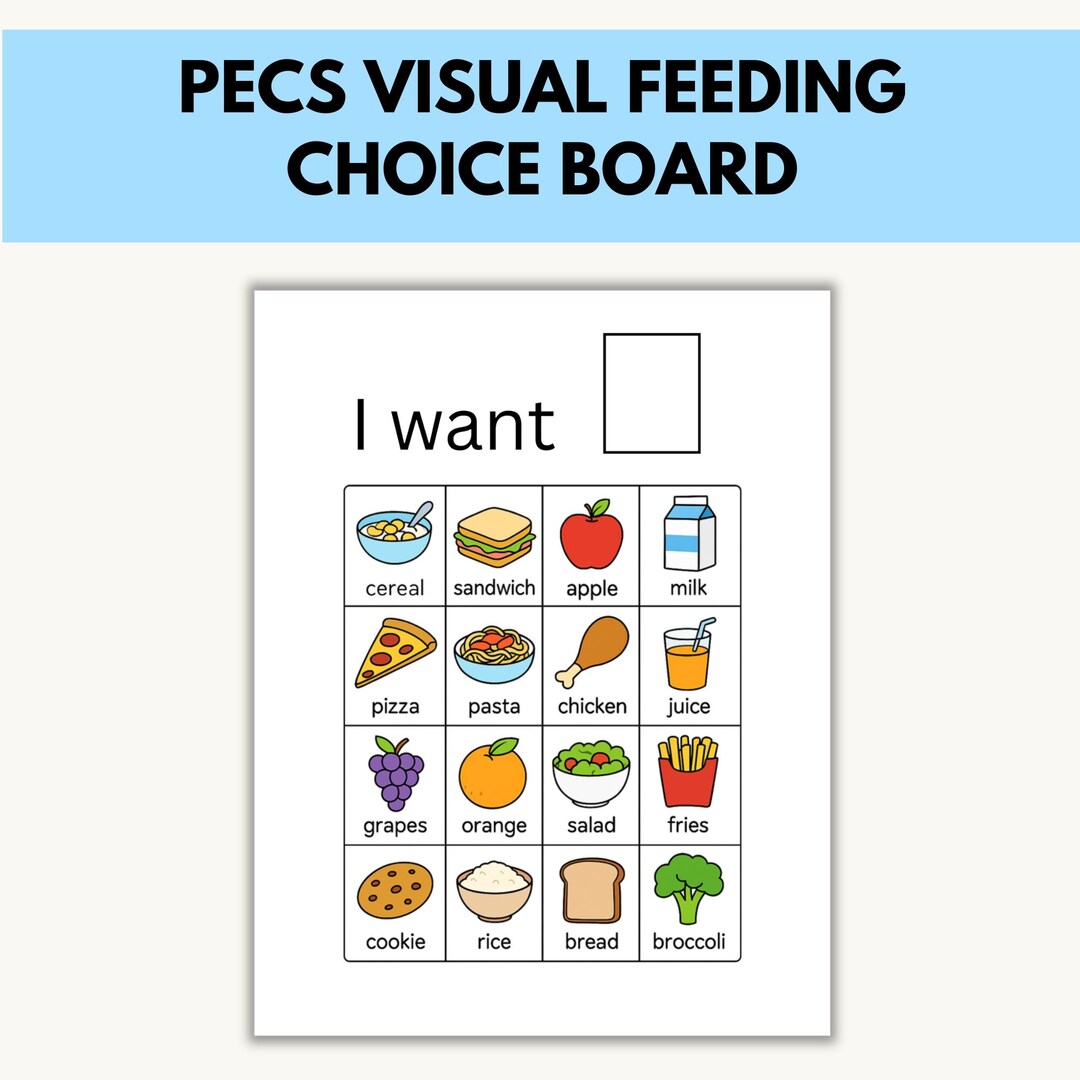 PECS Visual Feeding Choice Board | Mealtime Communication (PDF) - Etsy