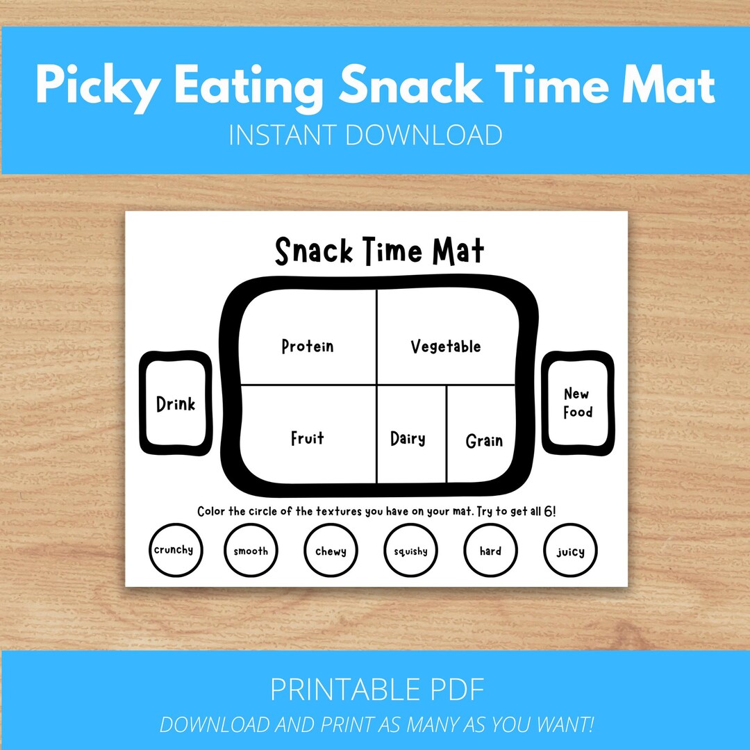 Snack Time Mat | Printable Kids Placemat | Feeding Therapy Visual Mat ...