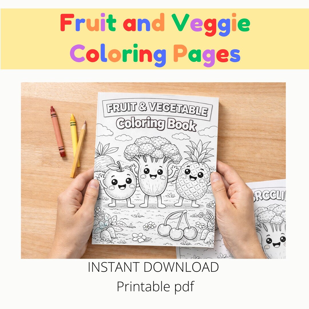 Kawaii Fruit & Veggie Coloring Pages | Kids Printable Activities (PDF ...