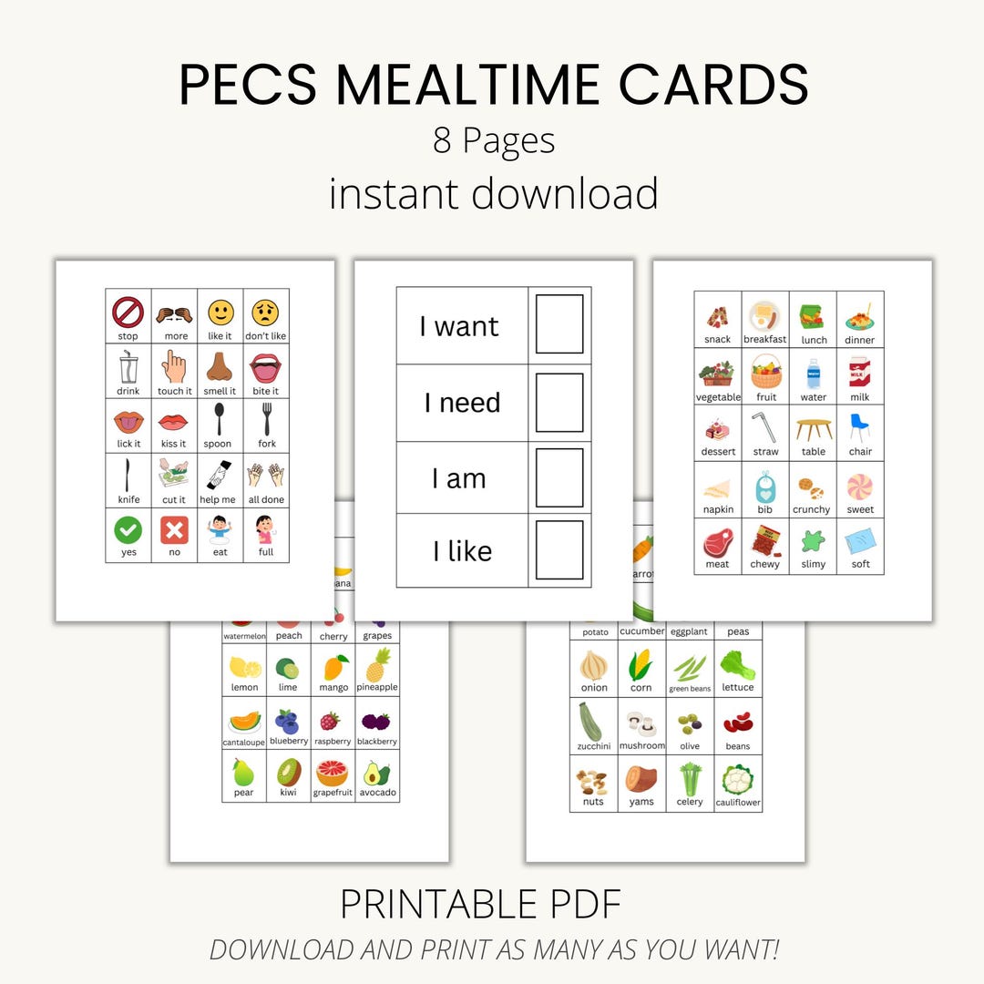 PECS Cards for Mealtimes | Feeding Therapy Visuals | AAC Food Choice ...