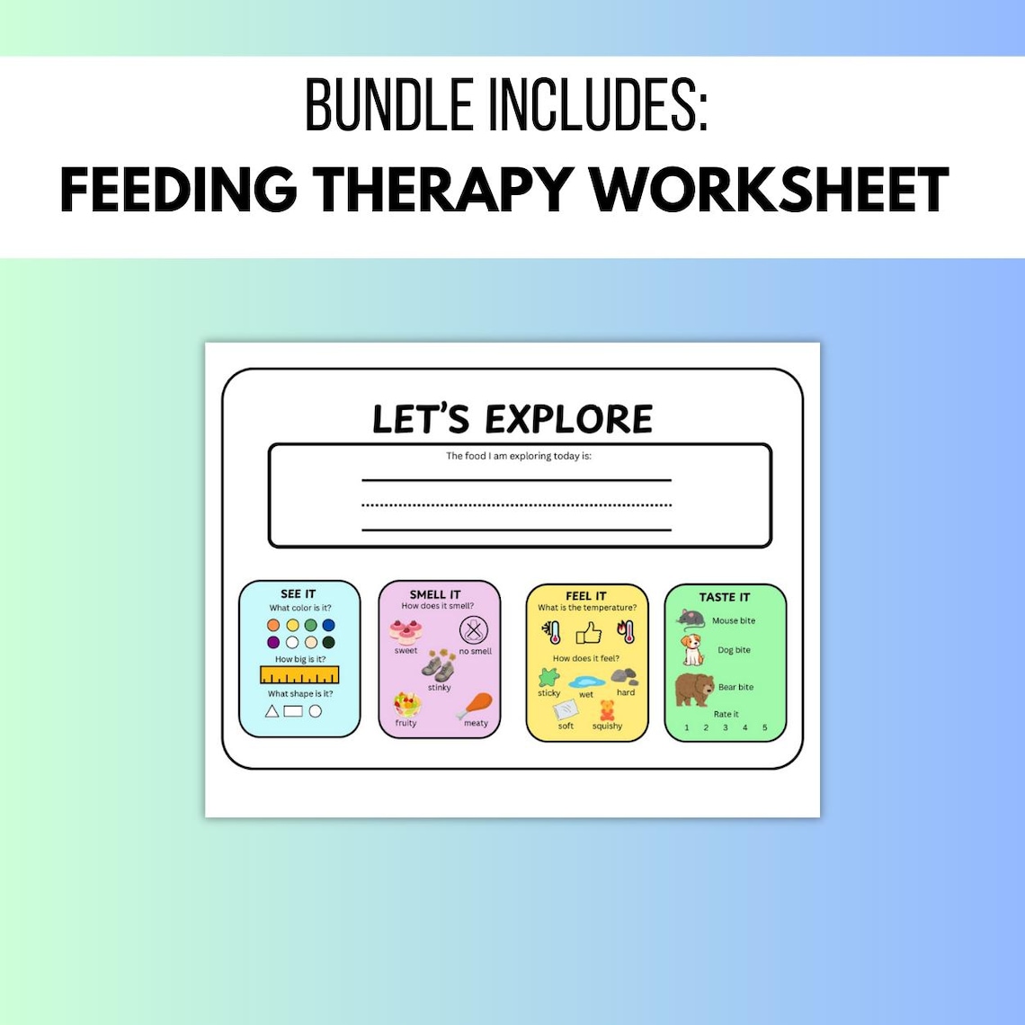 Feeding Therapy Printable Bundle: Picky Eating Visuals & Food Exposure ...