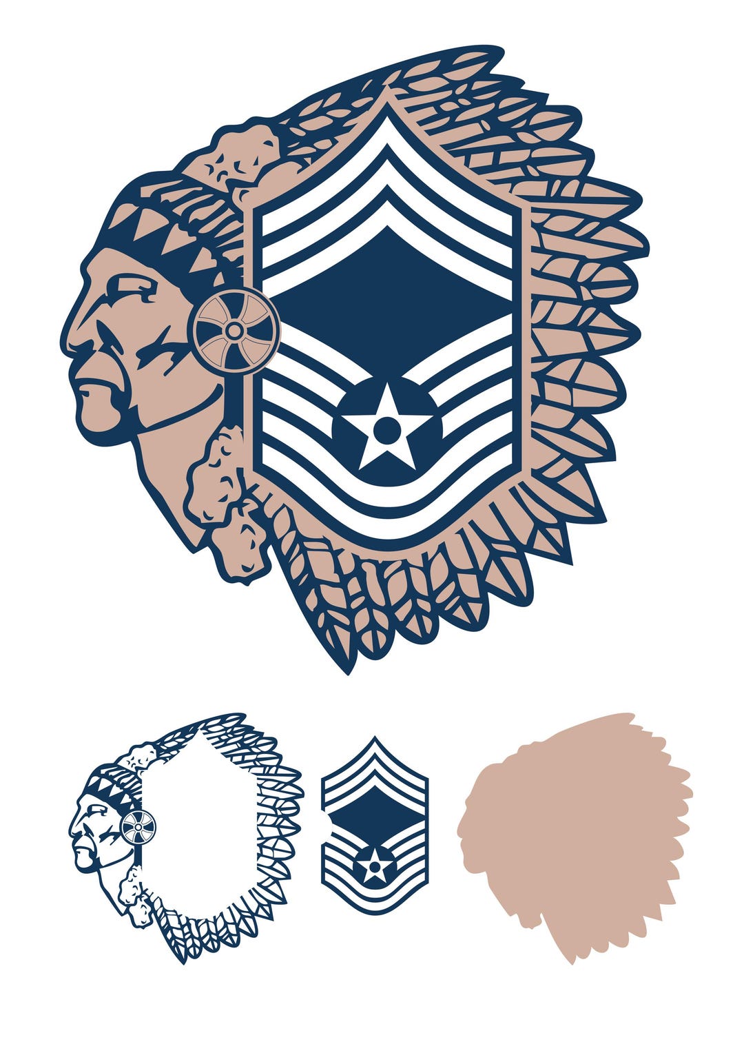 Chiefs Council SVG | Military Rank & Native Headdress Emblem | Digital ...