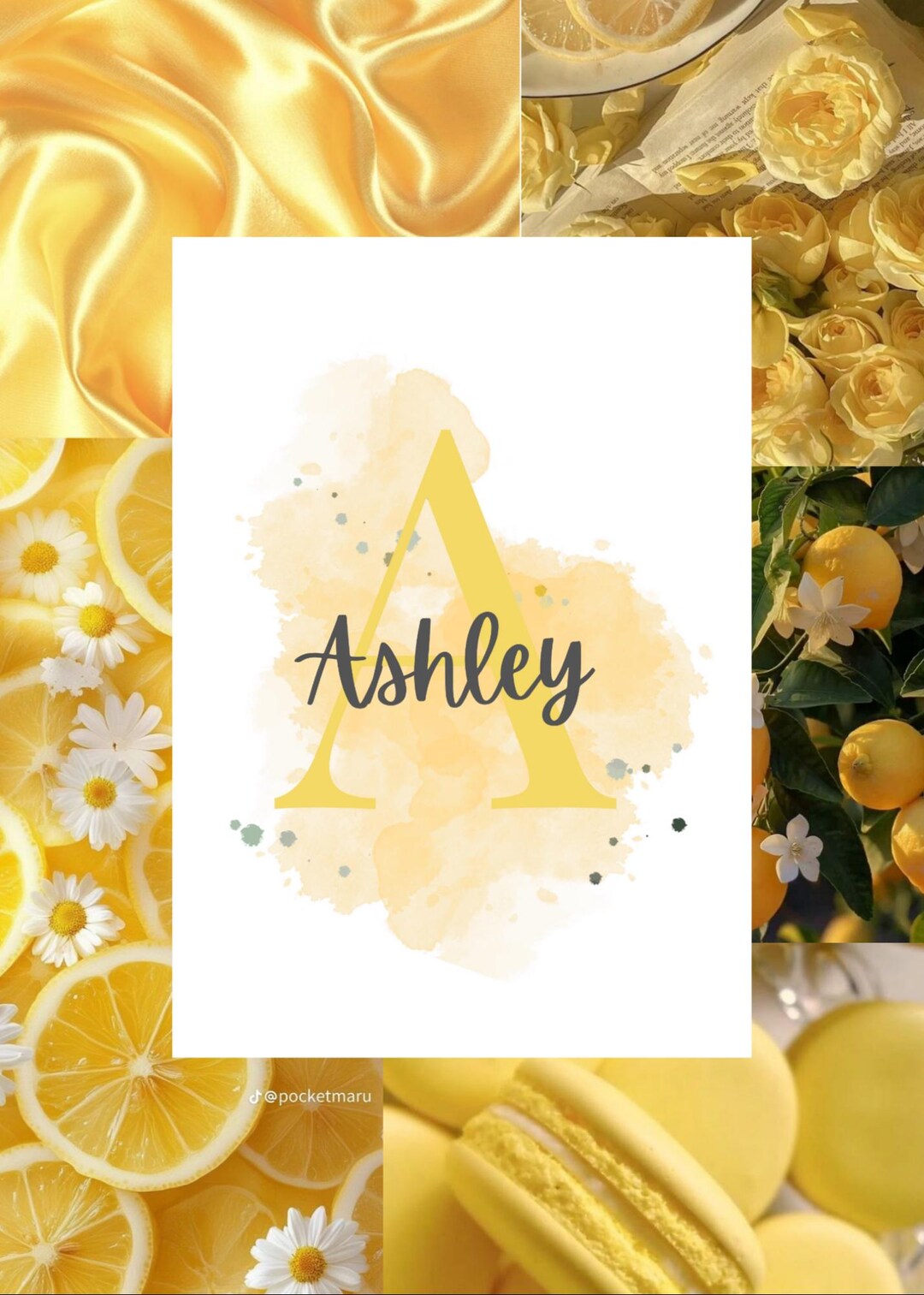 Lemon Yellow Ink Blot Name Print: Customizable Canva Template (instant ...