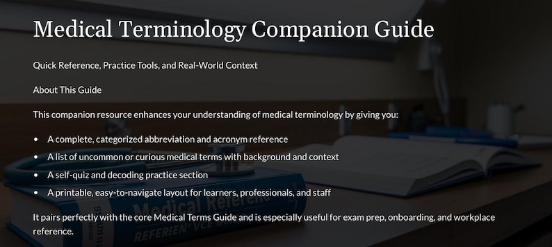 Medical Terminology Printable Bundle | Study Guide & Workbook for ...