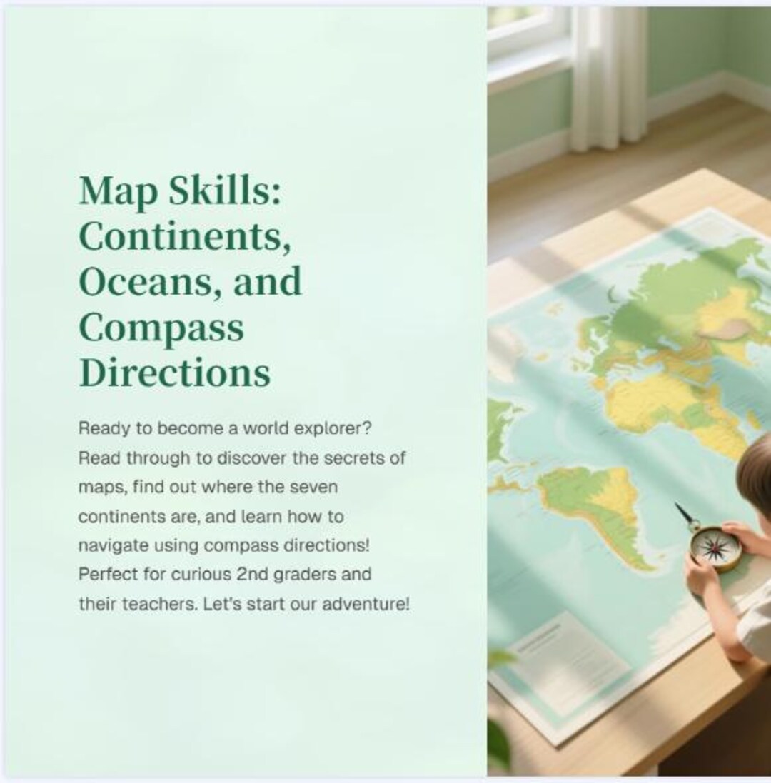 Map Skills Continents Oceans and Compass Directions - Etsy
