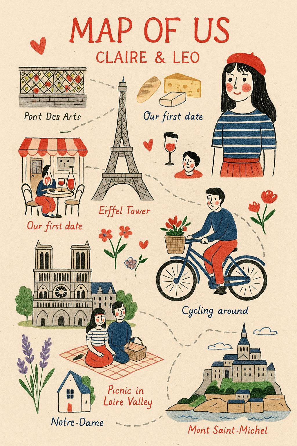 Personalized Couple Story Map Print | Illustrated Relationship ...