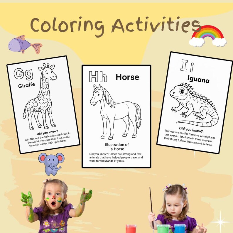 Printable Animal Alphabet Coloring Pages for Kids | A to Z Cute Animal ...