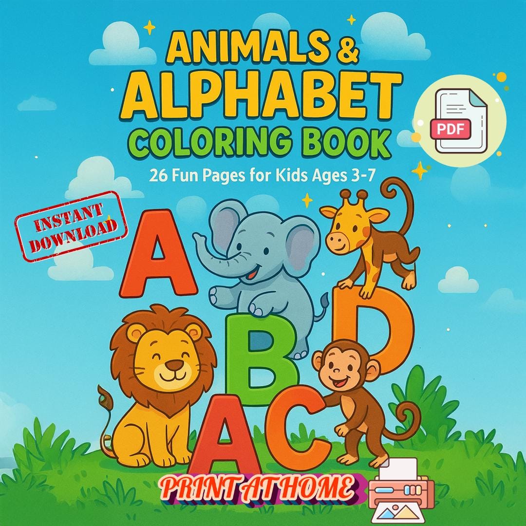 Printable Animal Alphabet Coloring Pages for Kids | A to Z Cute Animal ...