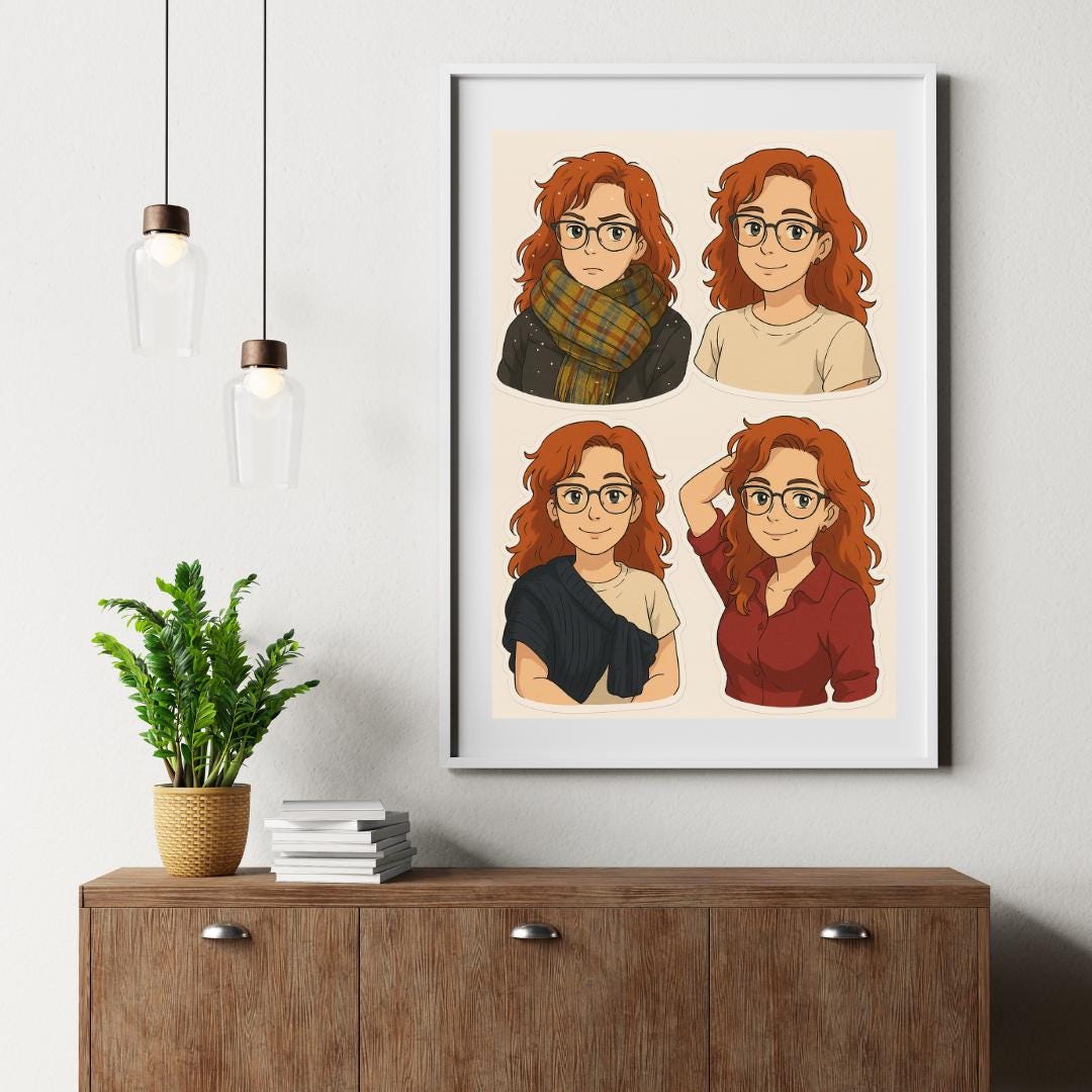 Custom Girl Sticker Set, Studio Ghibli Style, Digital Download, Cute ...