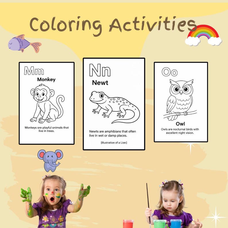 Printable Animal Alphabet Coloring Pages for Kids | A to Z Cute Animal ...
