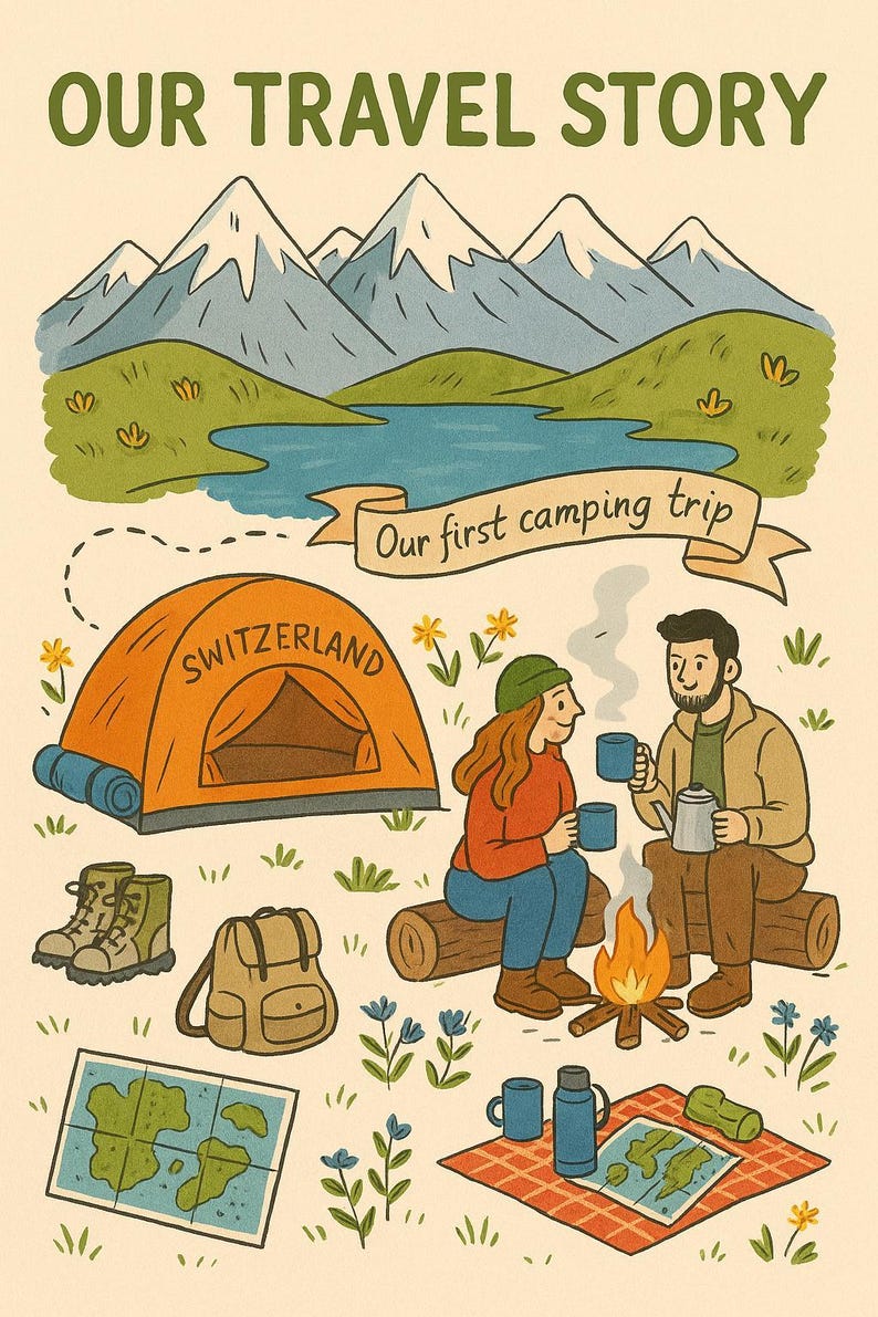 Our Travel Story Custom Map Poster | Personalized Couple Travel ...