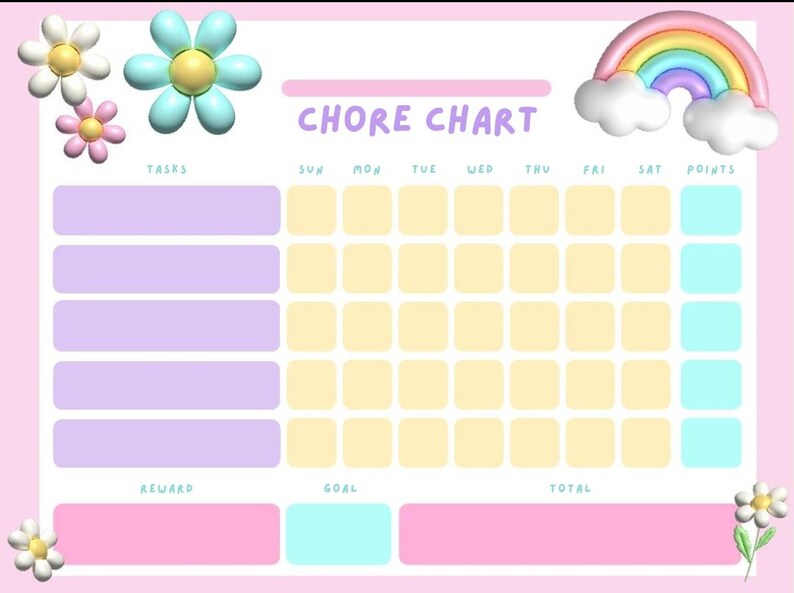 Custom Chore Chart: Girls - Etsy