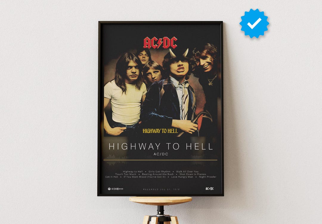 ACDC Poster | Highway to Hell Poster | Album Poster Prints | Wall Decor ...